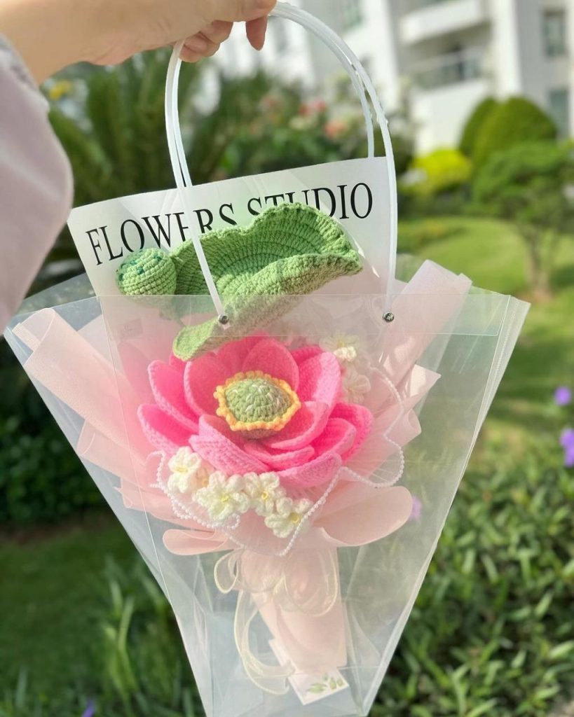 Hoa Sen Len || Bó Hoa Sen Bằng Len Handmade