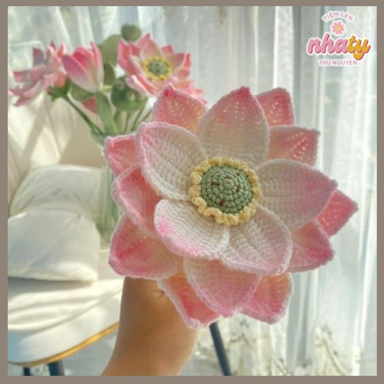 Hoa Sen Len || Bó Hoa Sen Bằng Len Handmade