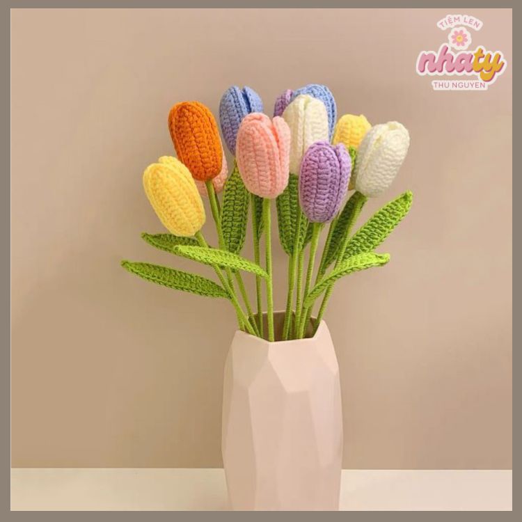 Hoa Tulip Len || Bó Hoa Tulip Bằng Len Handmade
