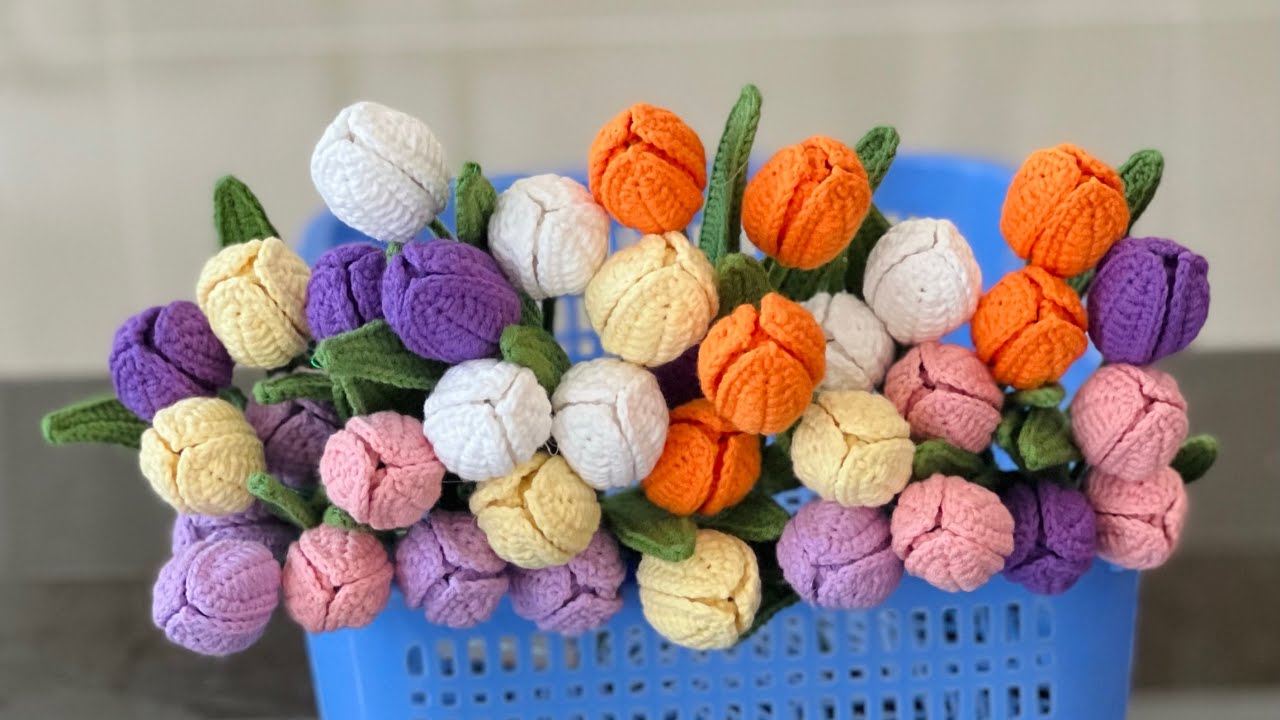 Hướng Dẫn Cách Đan Móc Làm Hoa Tulip Bằng Len Chi Tiết